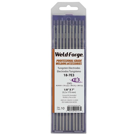 Weld-Forge 1/8X7 GRND E3 TUNGSTEN, 10PK 18-7E3 | Zoro